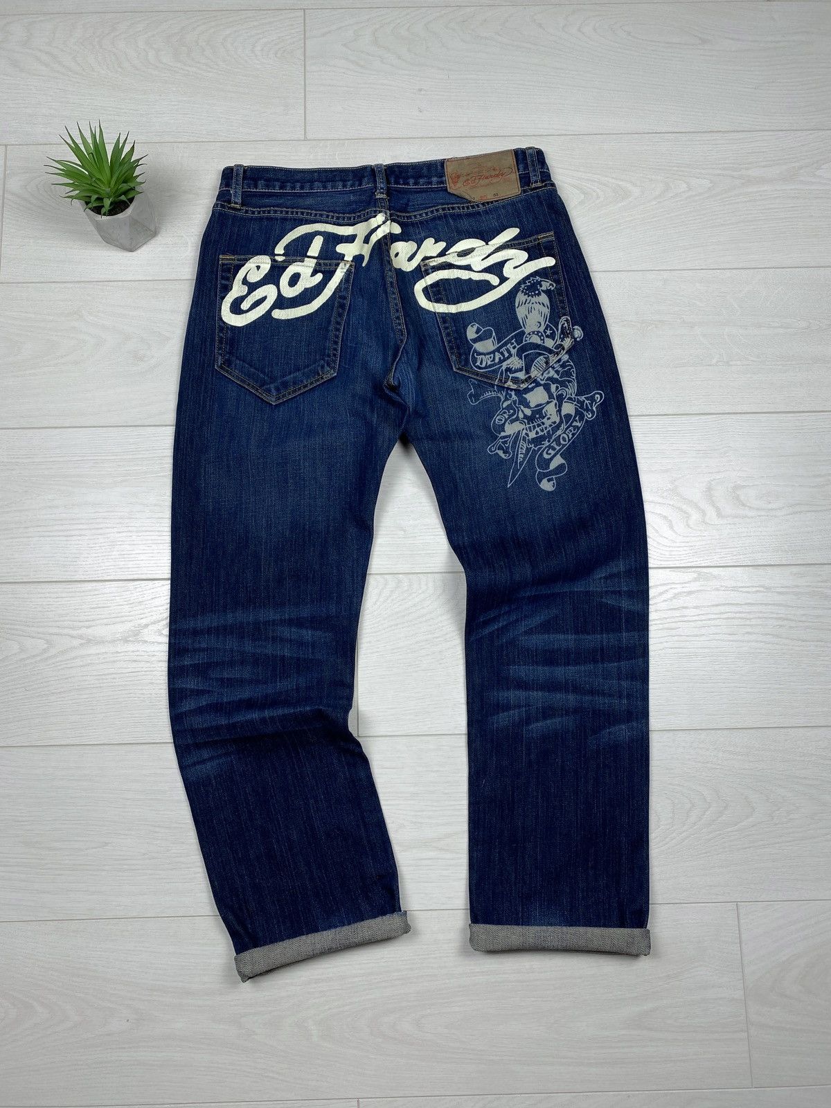 Ed Hardy × Japanese Brand × Vintage Ed Hardy Jeans Denim Death Or Glory ...