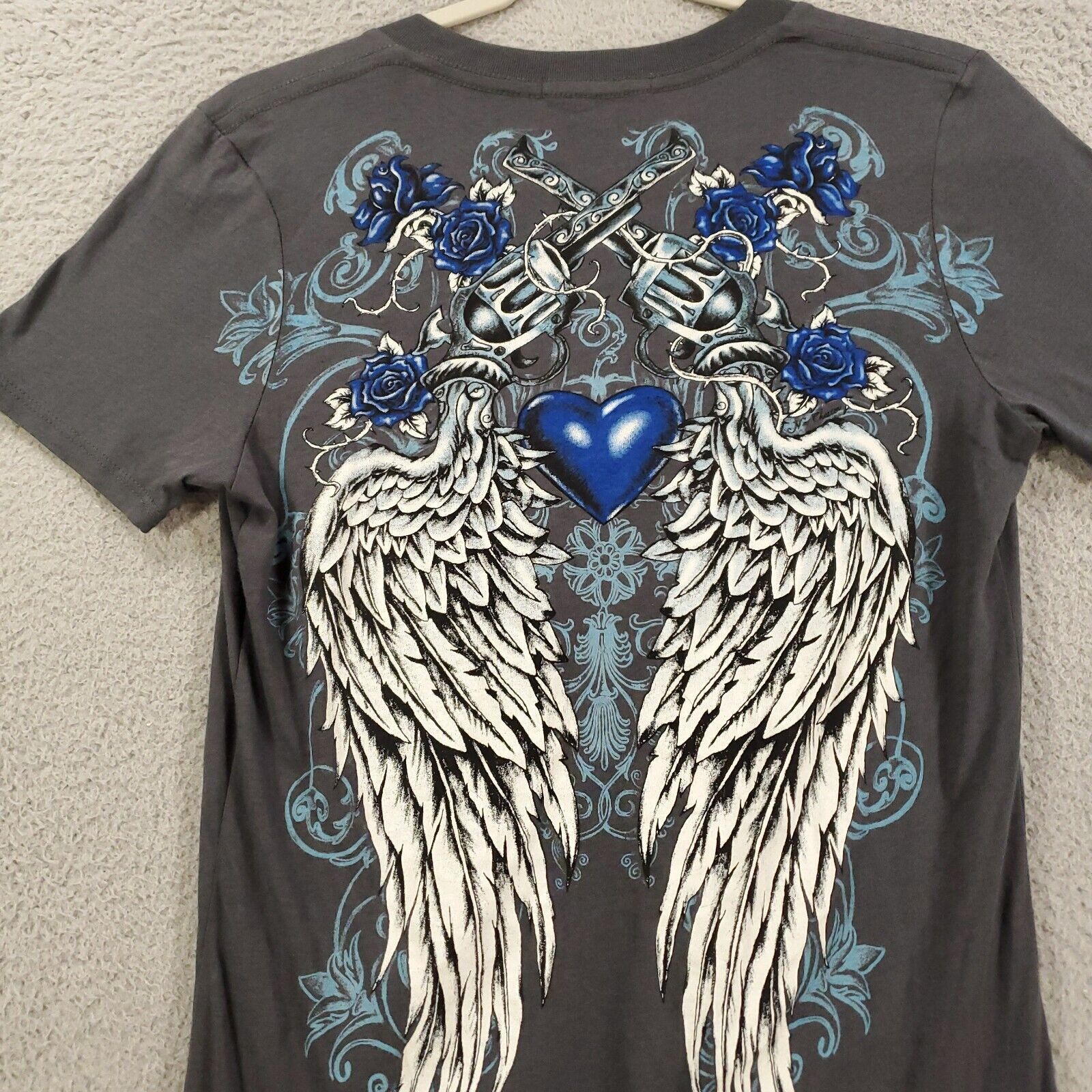 Buttero Brad Butter Shirt Women Large Wings Revolver Six Shooter Gun ...