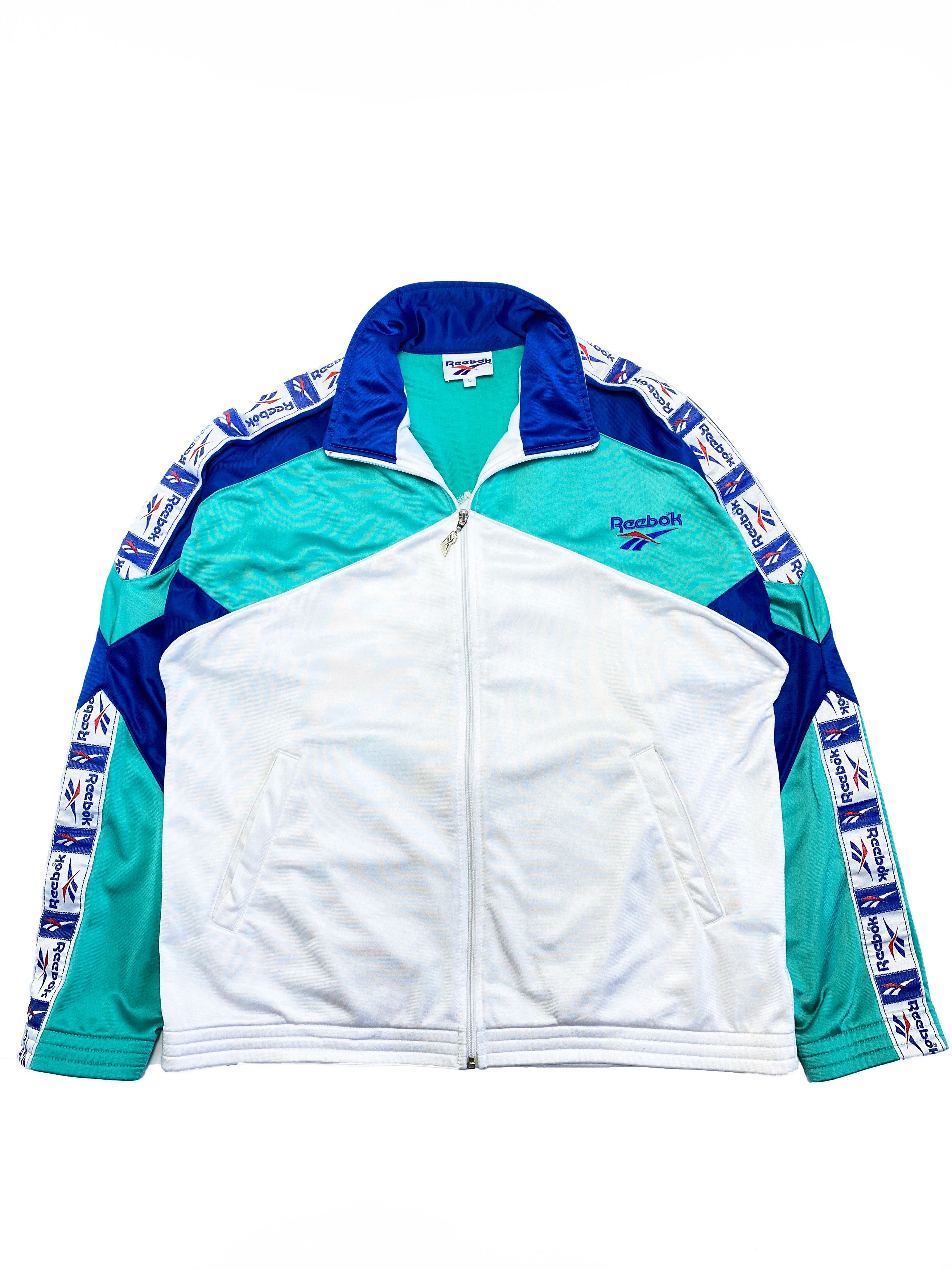 Reebok × Vintage Reebok 90s Vintage Tape Logo Color Block Track Jacket ...