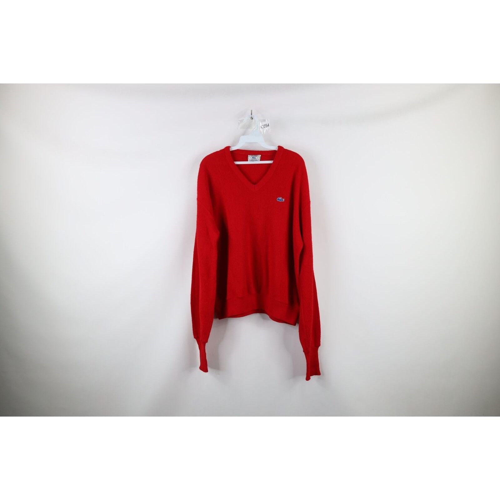 Vintage Vintage 80s Izod Lacoste Croc Logo Knit V-Neck Sweater Red | Grailed