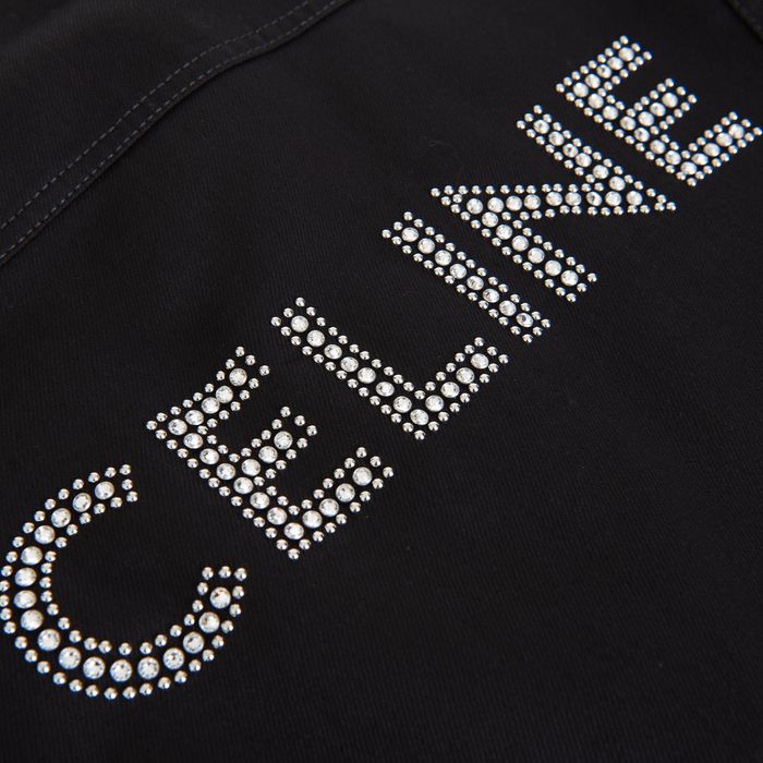 Celine Trucker Sherpa Jacket In Black Wash Denim Sequin Embroidery ...