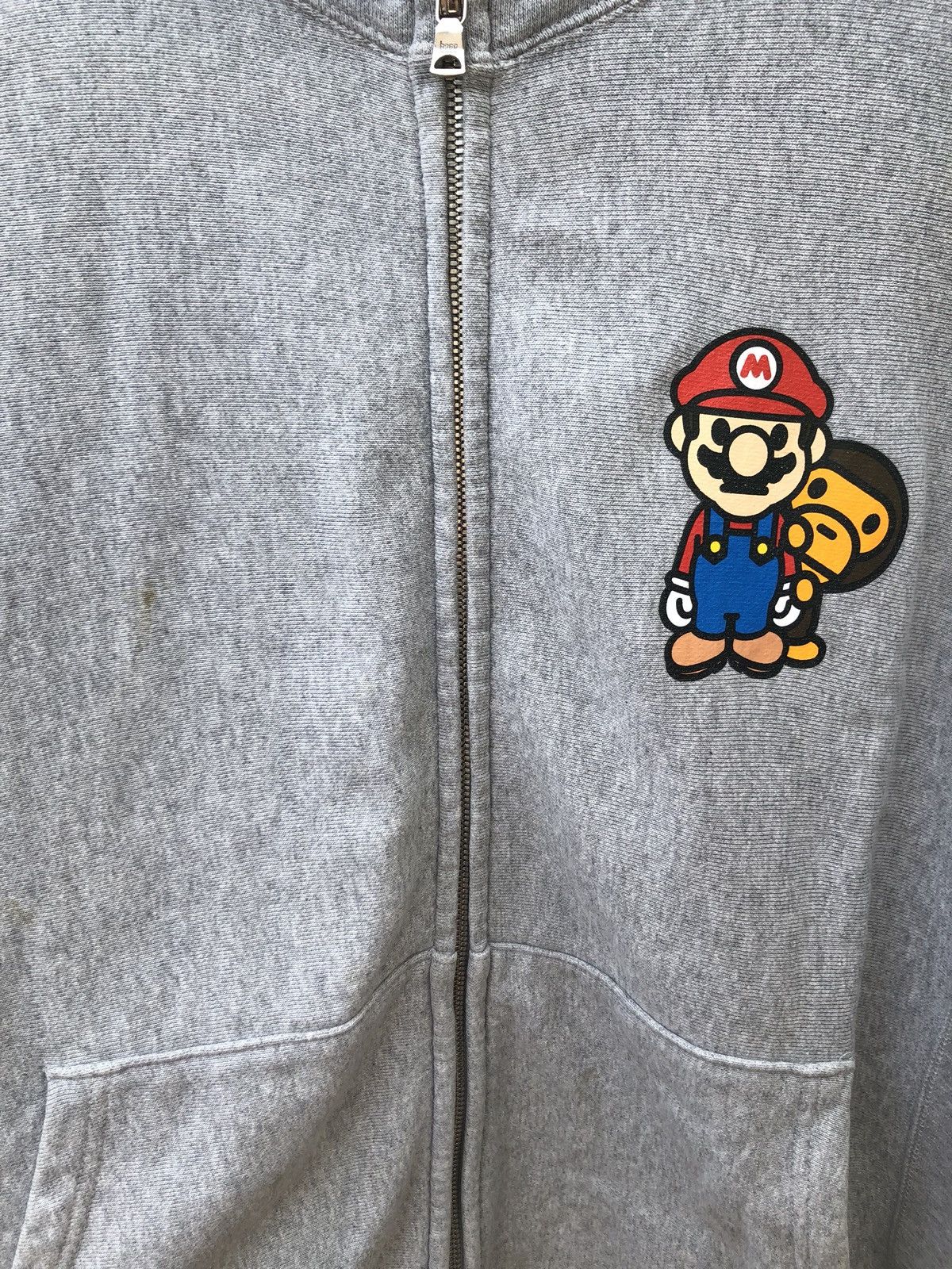 Bape Bape Baby Milo × Super Mario Hoody Grey | Grailed