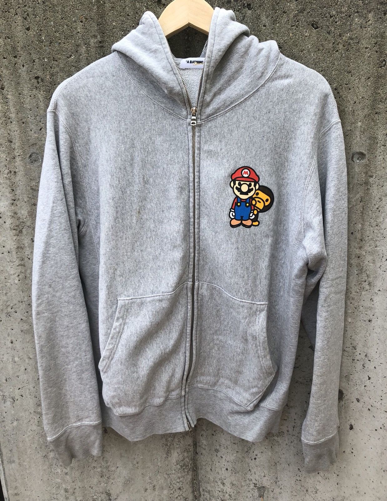 Bape Bape Baby Milo × Super Mario Hoody Grey | Grailed