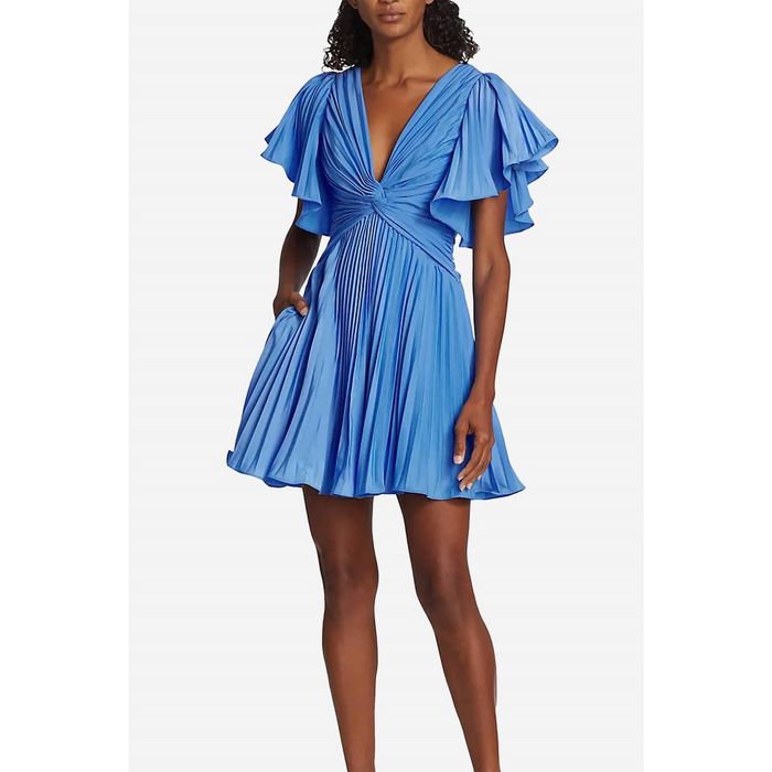 Monique Lhuillier Short Sleeve Dress In Neon Azure | Grailed