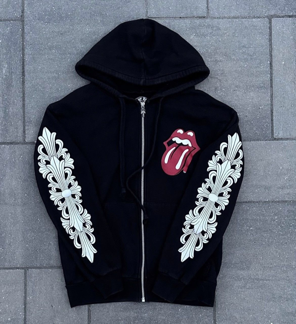 Vintage Chrome Hearts Rolling Stones Horseshoe Floral Zip Up Hoodie ... Vintage Chrome Hearts Rolling Stones Horseshoe Floral Zip Up Hoodie ...