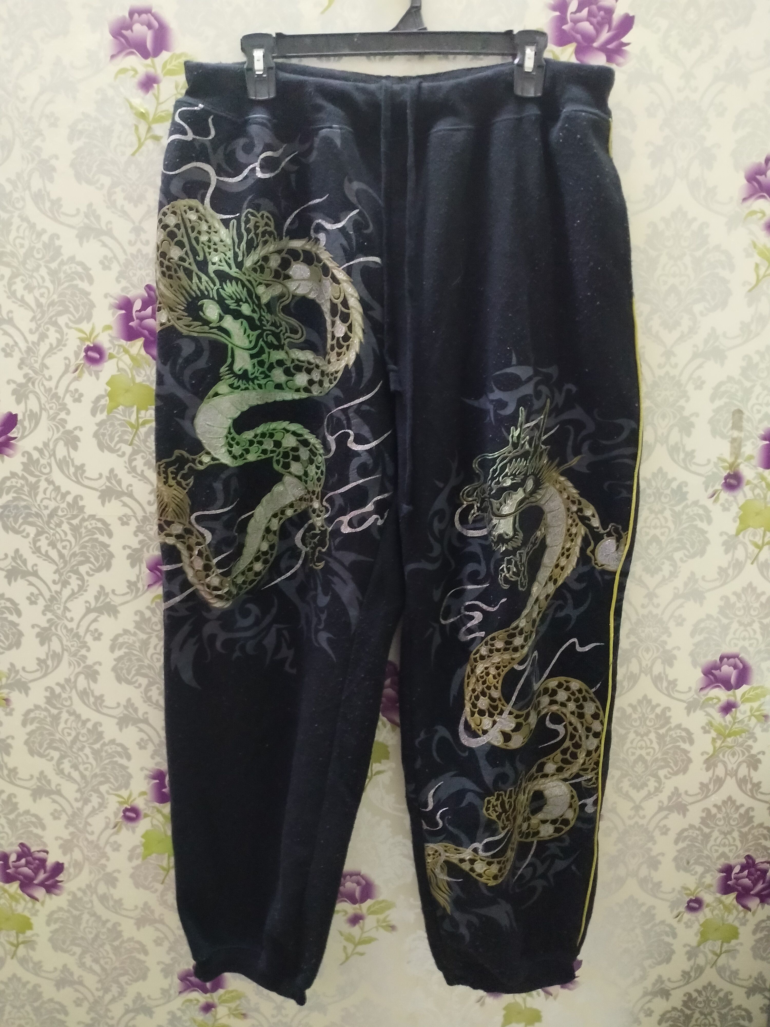 Japanese Brand Sukajan sweatpants dragon logo | Grailed