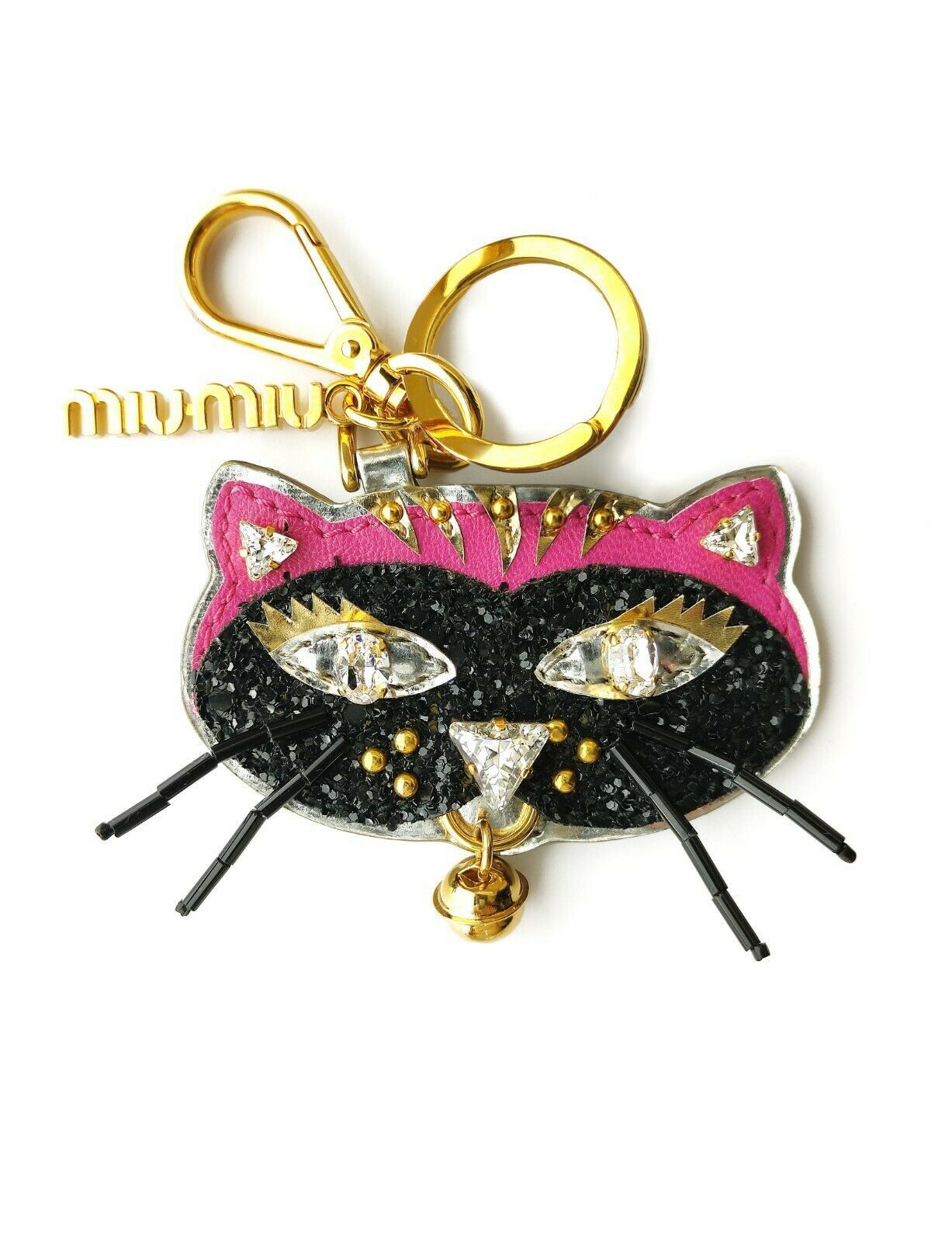 Miu Miu × Prada MIU MIU PRADA CAT OF GOOD FORTUNE LEATHER KEY CHAIN ...