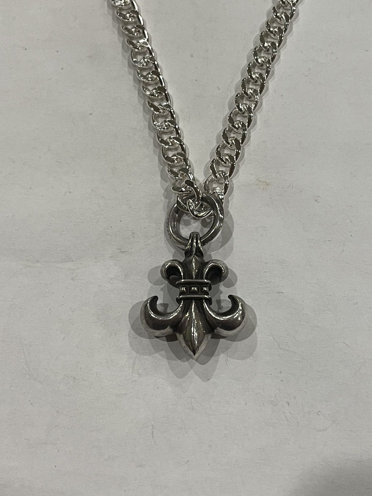 Chrome Hearts Chrome Hearts Large BS Fleur Pendant Roll Chain Necklace ...
