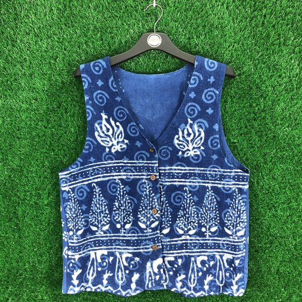Vintage Vintage Vest Indigo Blue African Mud Cloth Art | Grailed