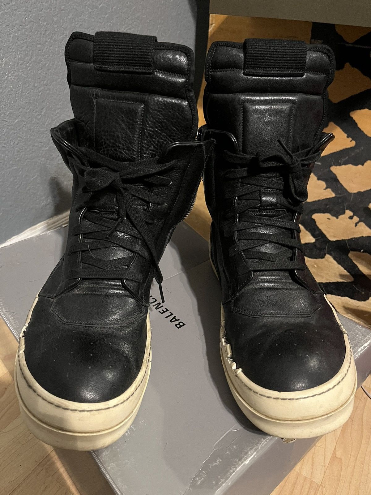 Rick Owens black GeoBaskets | Grailed
