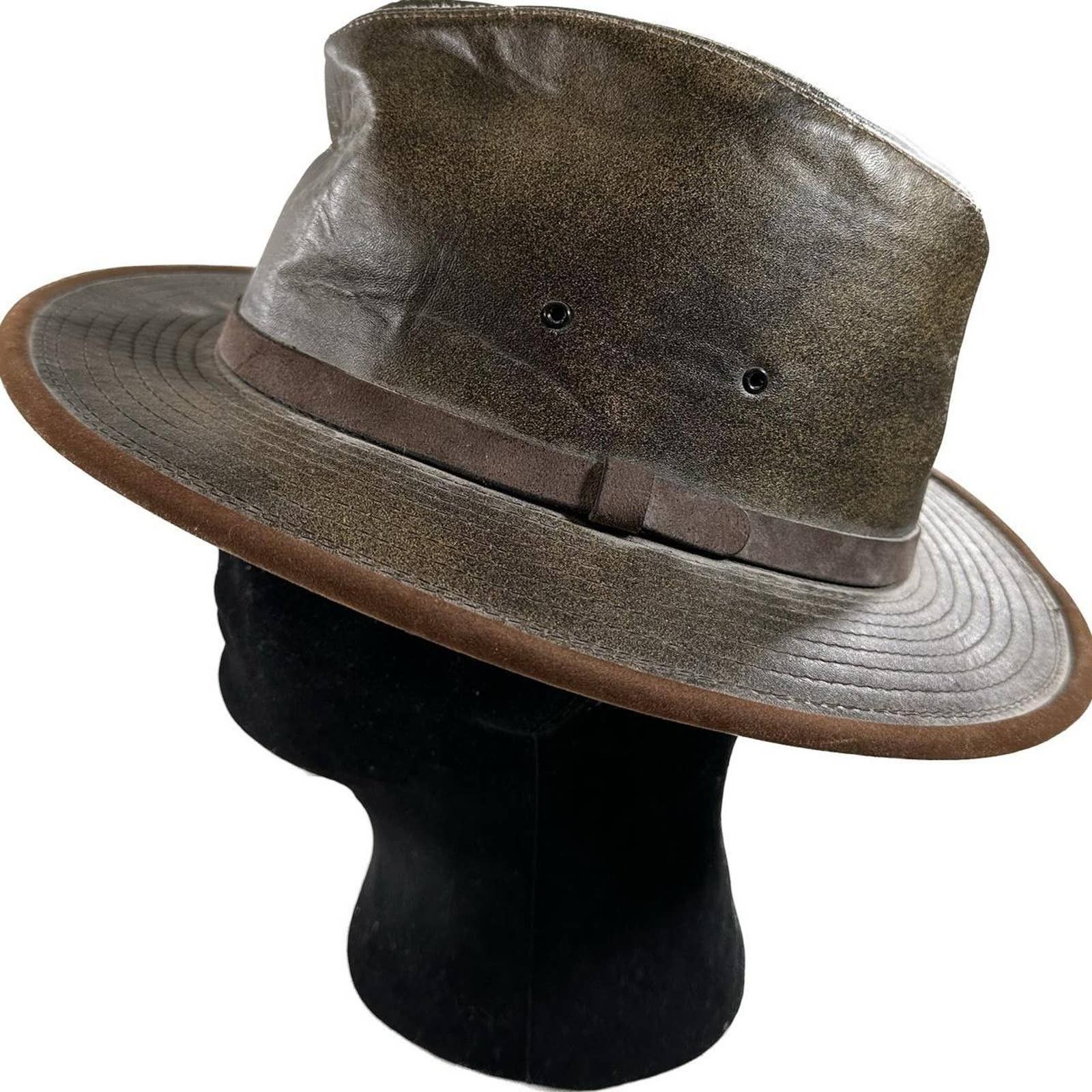 Vintage Vintage 90s Leather Hat Explorer Made In USA Medium Large | Grailed