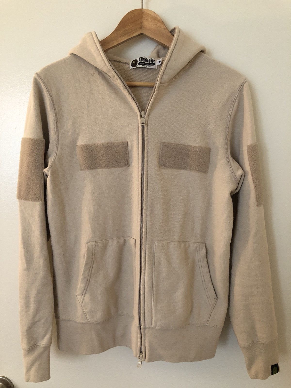Bape Bape Tan Velcro Patch Hoodie | Grailed