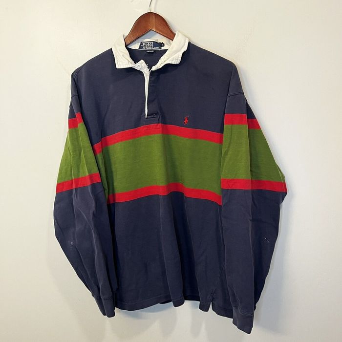 Polo Ralph Lauren 90s Polo Ralph Lauren Color Striped Rugby Color Block Shirt | Grailed