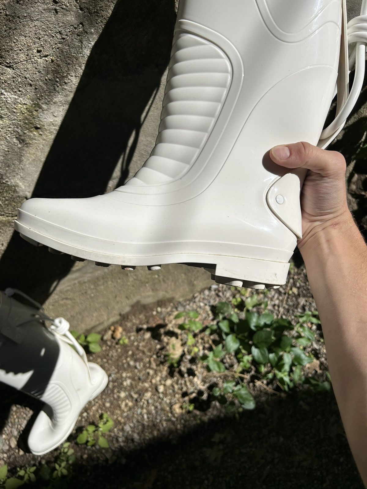 Raf Simons Used Raf SS18 Wellington Blade runner boots in white | Grailed