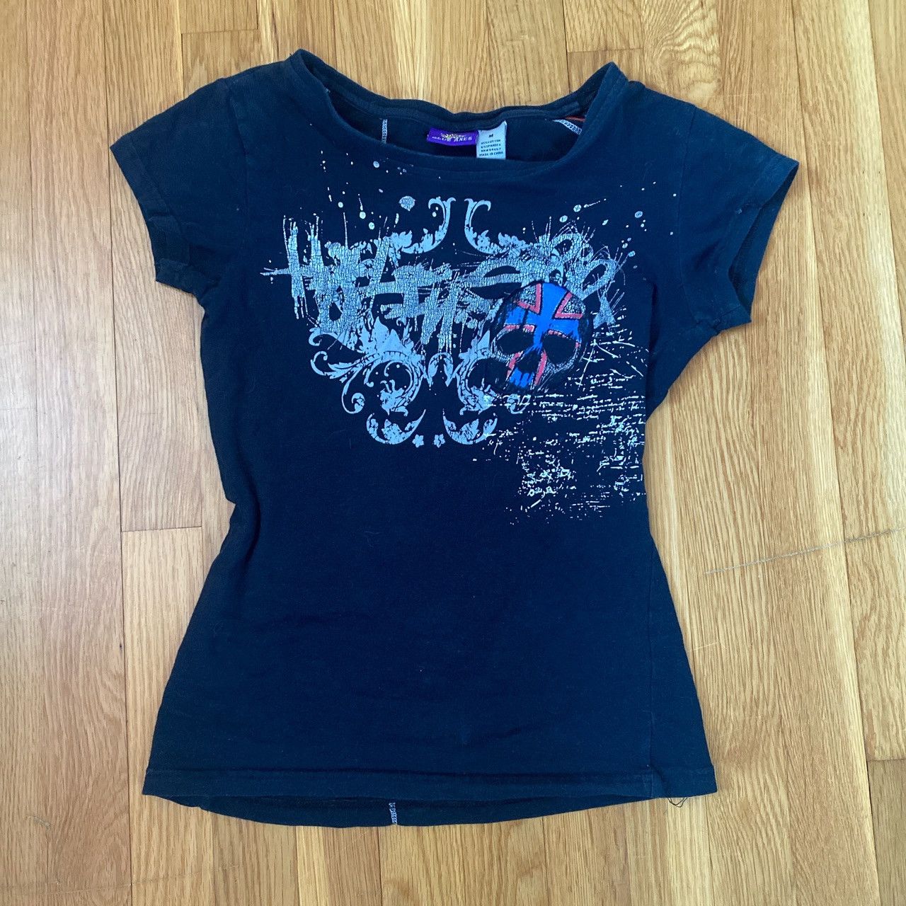 Affliction y2k emo grunge usa skull black baby tee! | Grailed