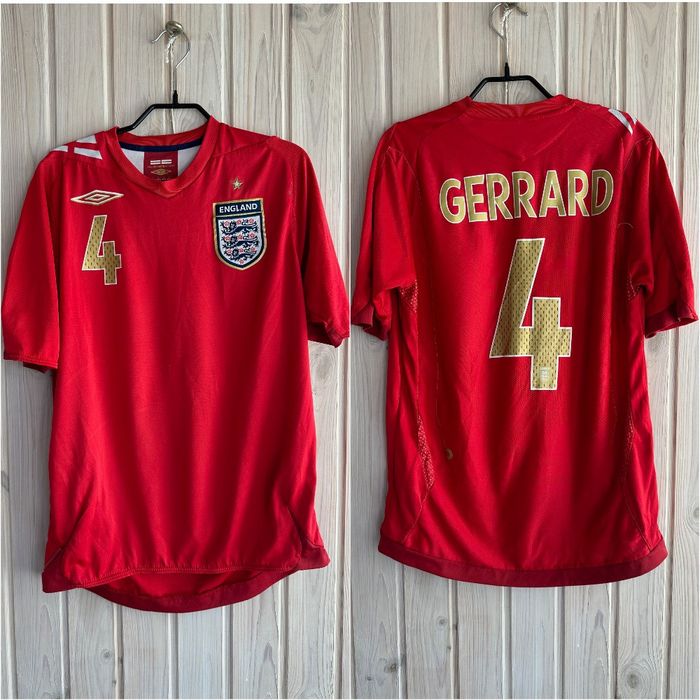 Vintage 2006 - 2007 England Umbro Away #4 Steven Gerrard Jersey Kit ...