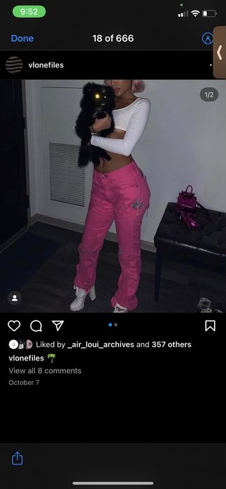 Vlone 1 of 1 RARE vlone jeans Pink Palm Tree Vlone denim | Grailed