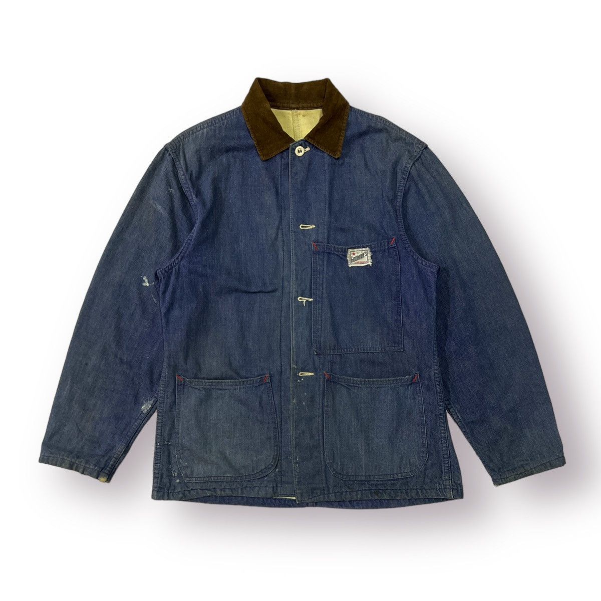 Vintage 90's GoodHue's sanforized distressed selvedge chore jacket ...
