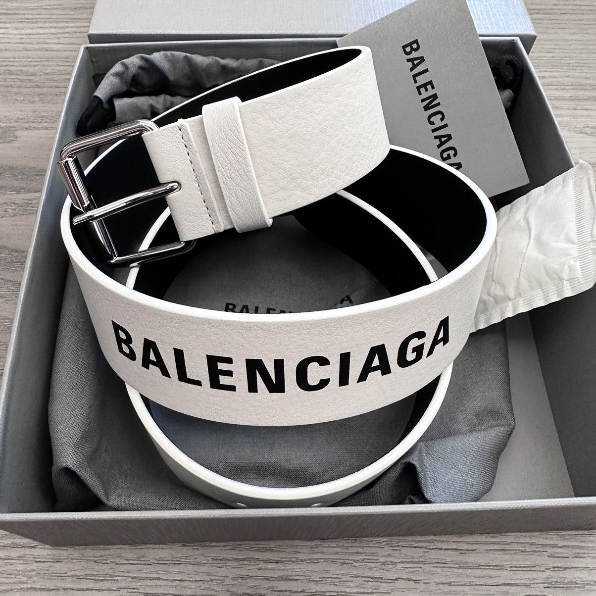 Balenciaga Balenciaga white leather belt logo basic belts gift | Grailed