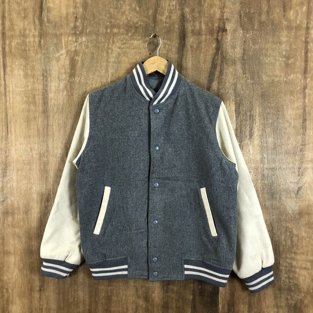 Vintage Authentic Traditional Clothing Grey Varsity Jacket #1631 | Grailed