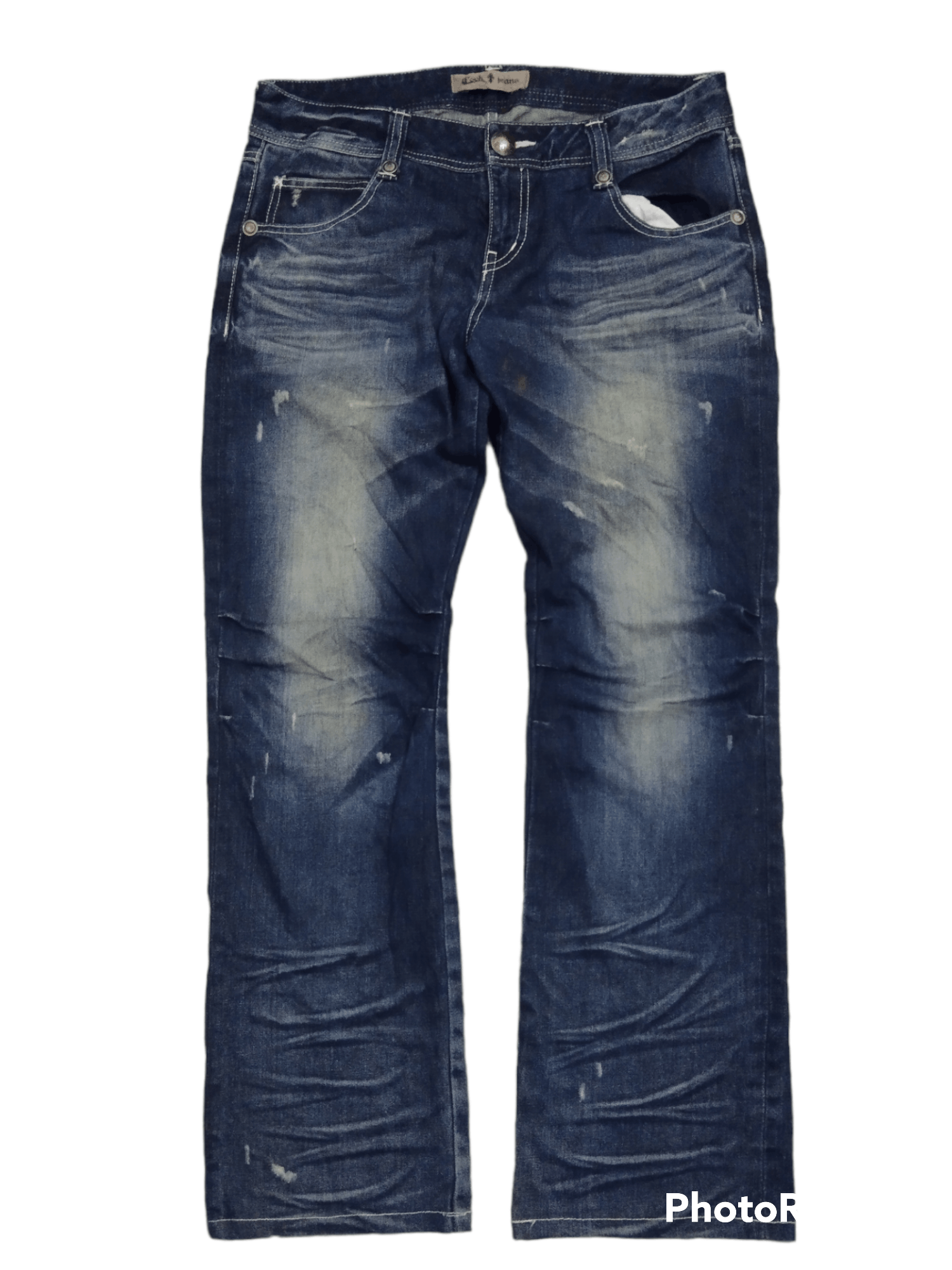 Distressed Denim × Hype × Streetwear FLARE SICK WASHED BLUE COOK JEANS ...