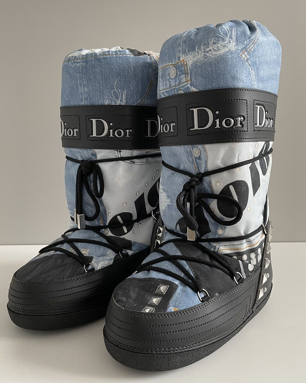 Dior Christian Dior Fall2004 Trompe l'oeil denim print moon boots | Grailed