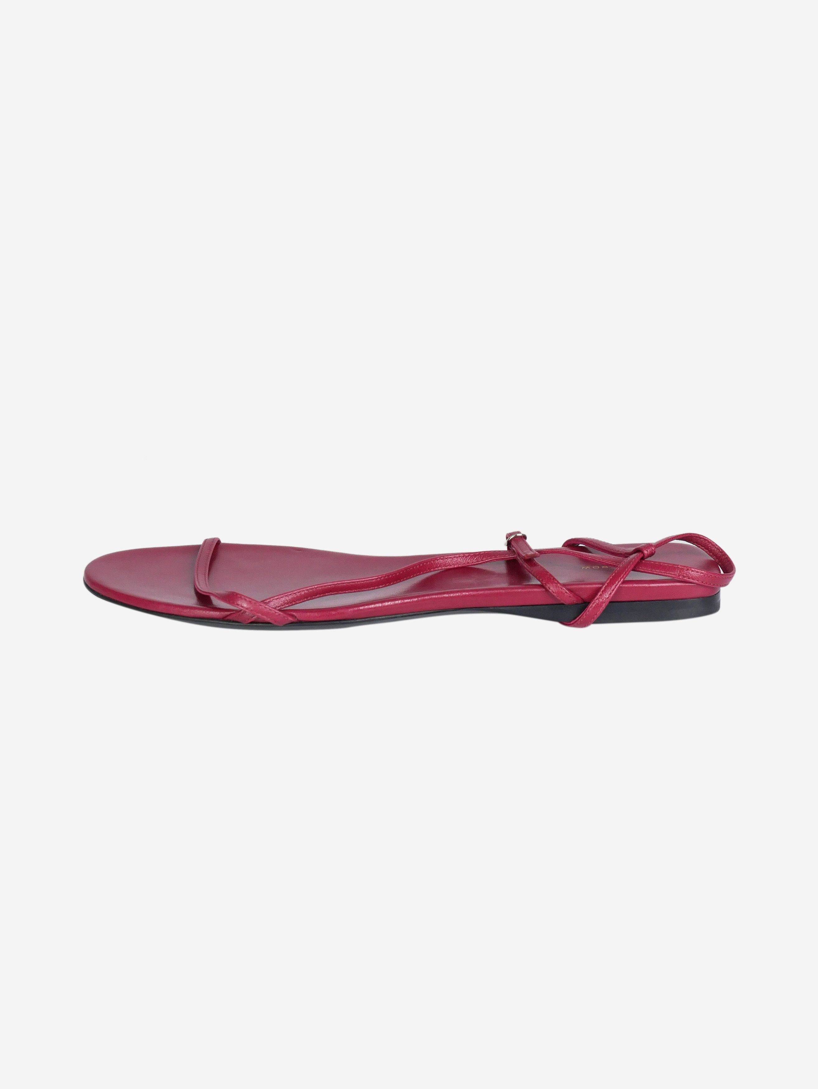 The Row Red leather flat sandals- size EU 37 | Grailed