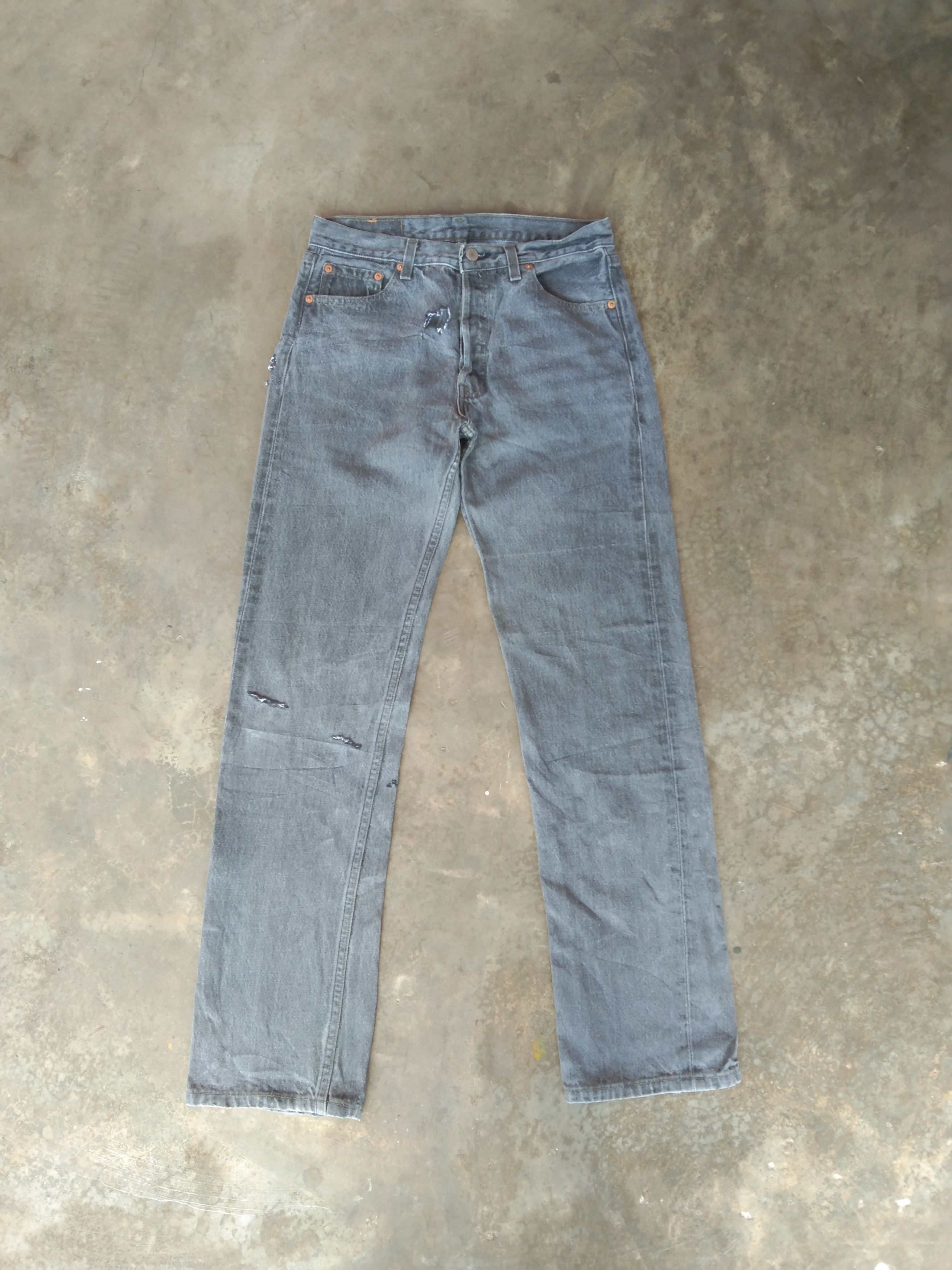 Levi's × Vintage 90s Vintage Levis 501 Grey Made In USA Distressed Jeans | Grailed