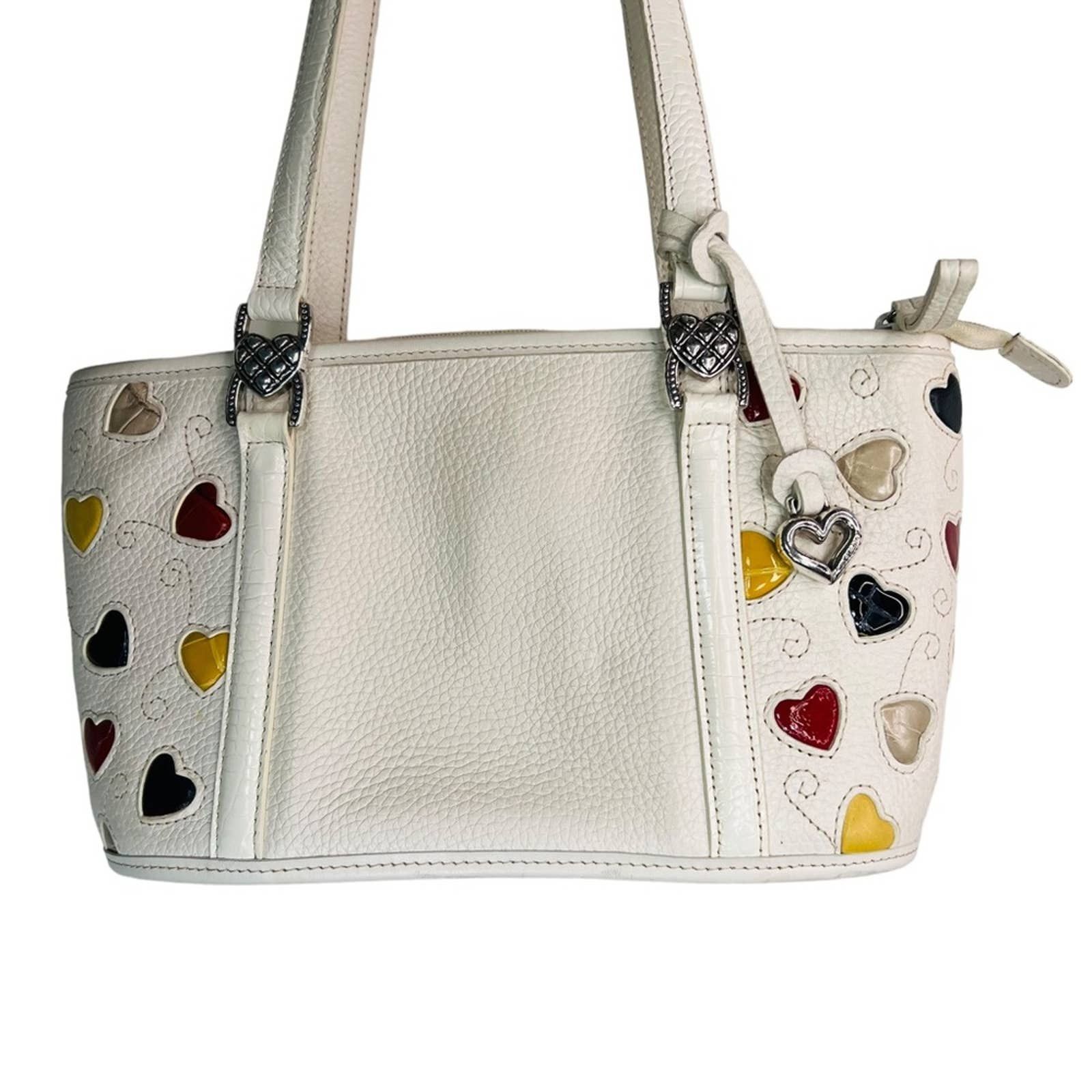 Brighton Brighton White Leather Shoulder Bag Authentic with Hearts ...