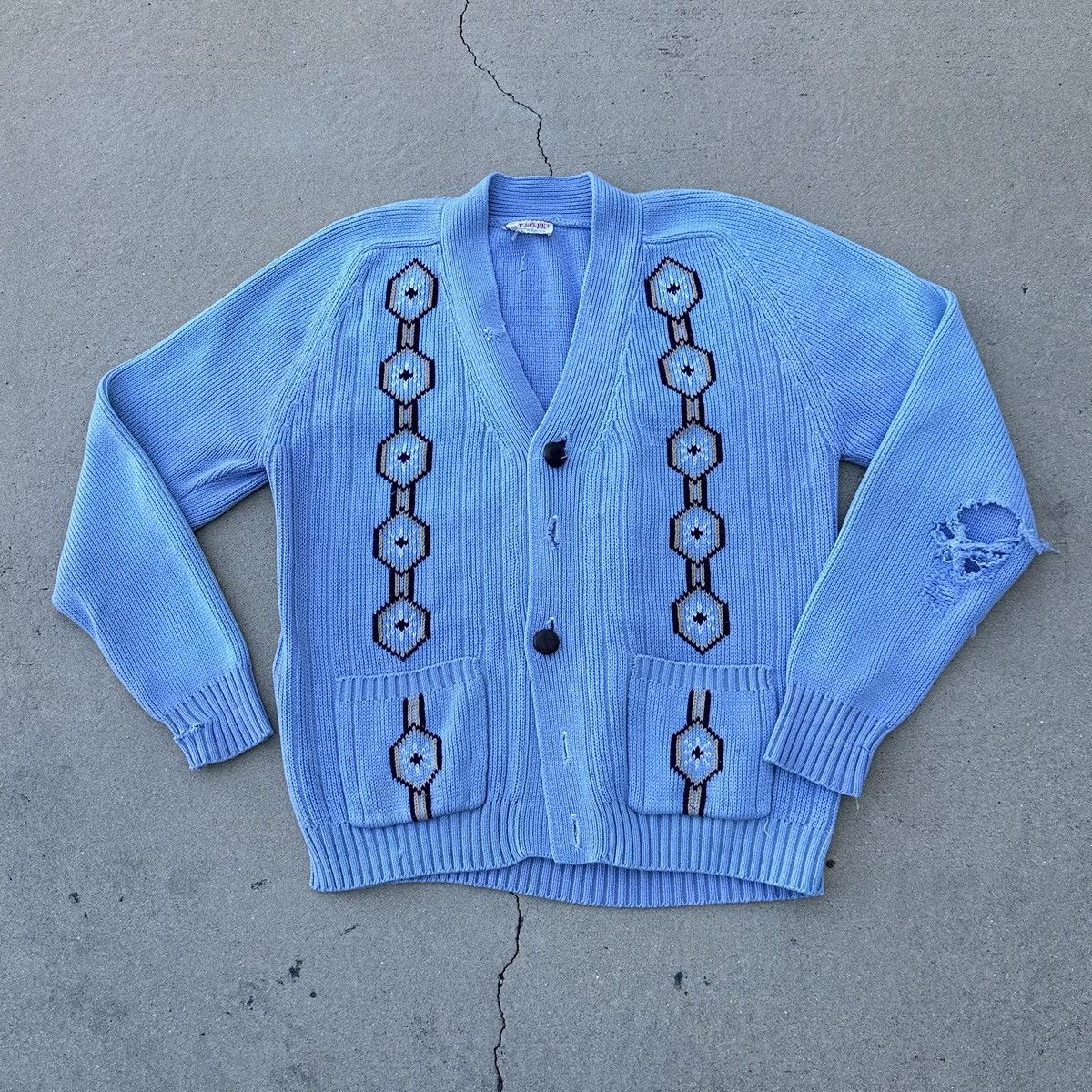 Vintage Thrashed Acrylic Knit Cardigan | Grailed