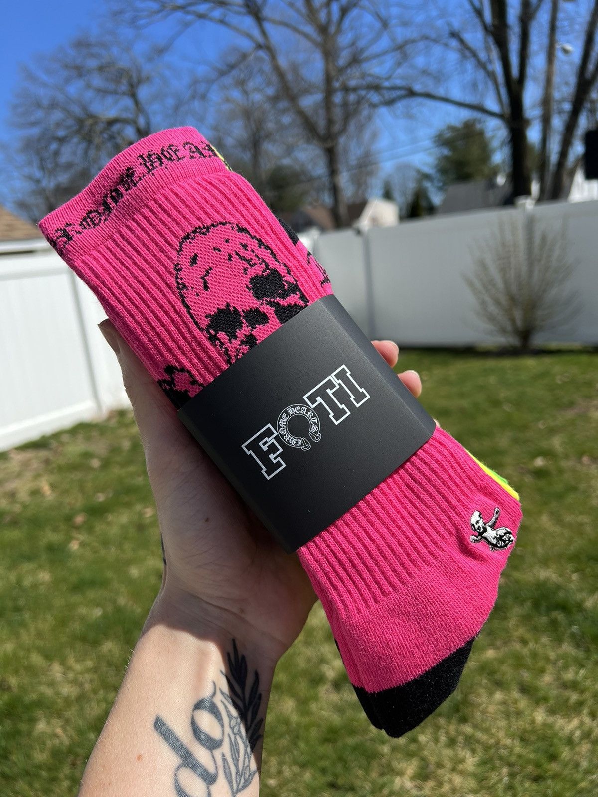 Chrome Hearts Chrome Hearts Foti Embroidered Neon Socks | Grailed