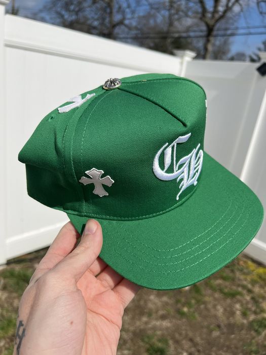 Chrome Hearts Chrome Hearts Green Leather Cross Patch Hat | Grailed