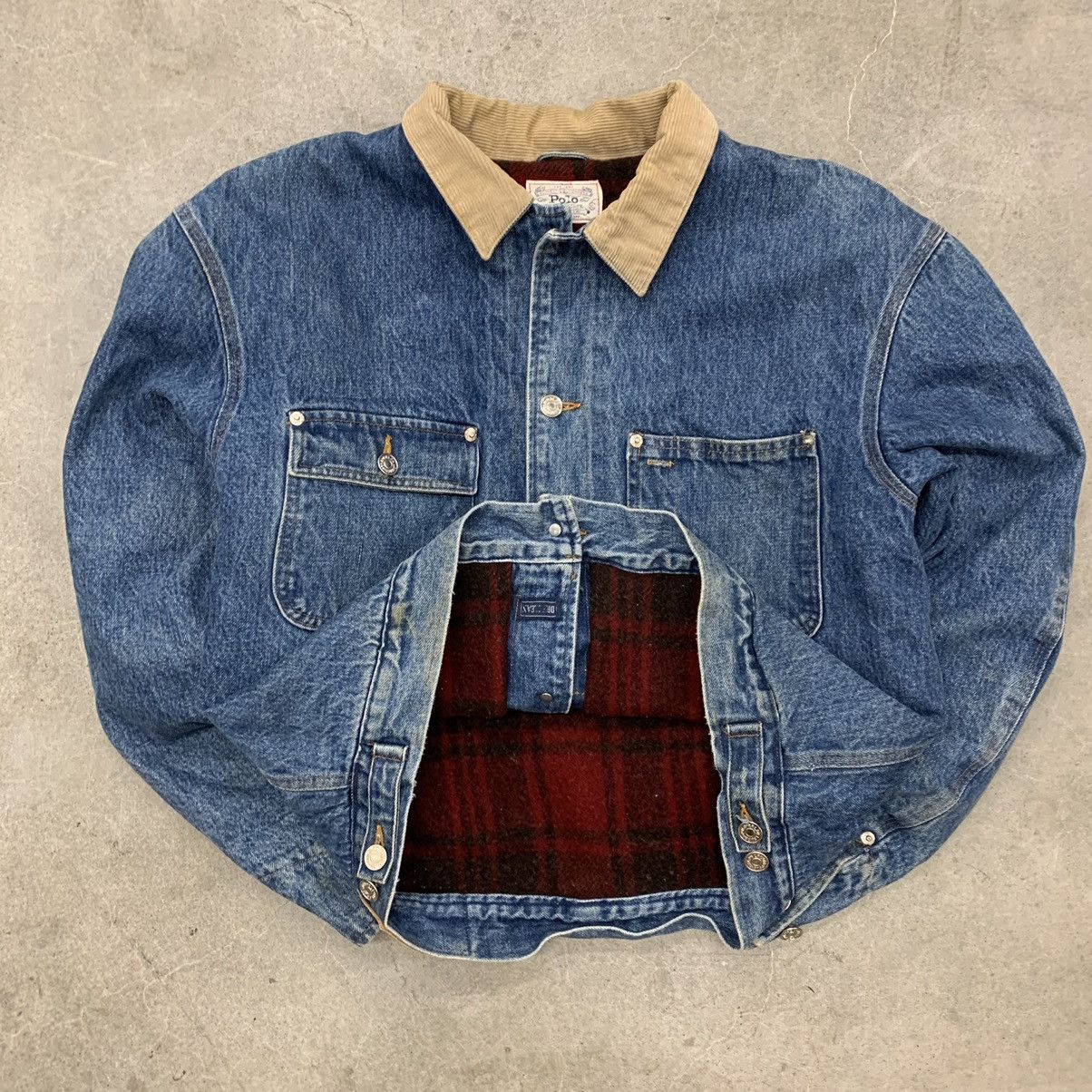 Polo Ralph Lauren × Streetwear × Vintage Polo vintage 1990s denim jacket blanket lined madeUSA ...