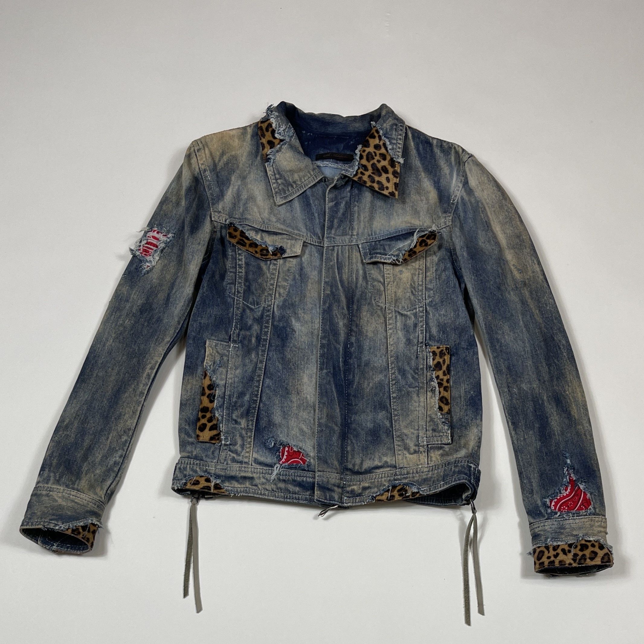 14th Addiction 14th Addiction - Leopard leather denim jacket | Grailed