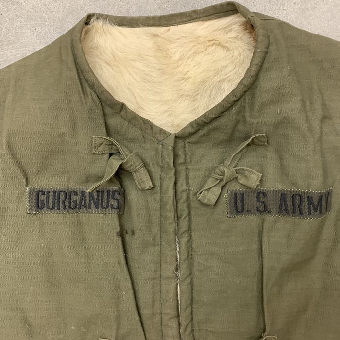 Vintage US Army fur lined vest 1950s HBT fabric ww3 custom military ...