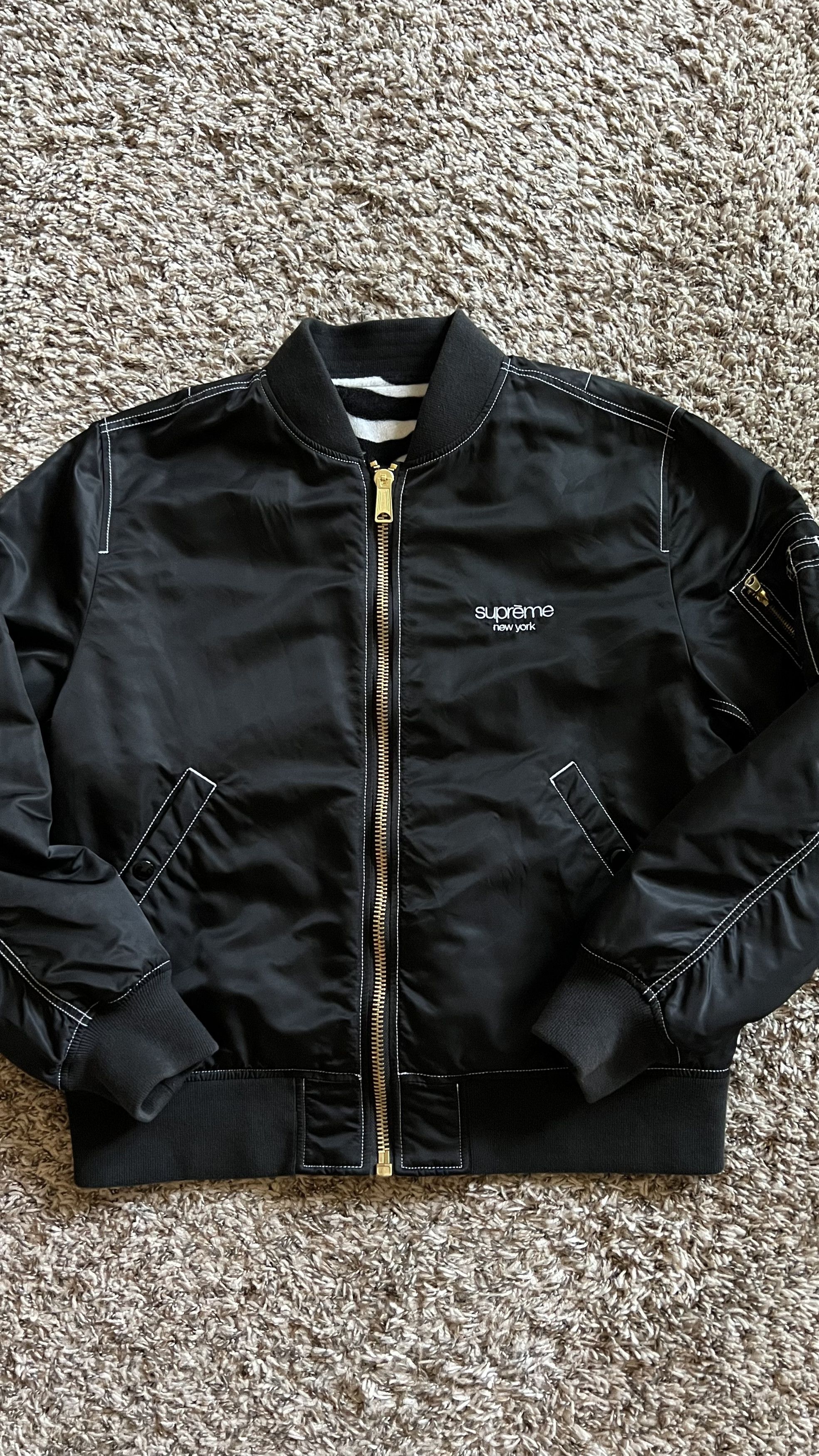 Hype × Streetwear × Supreme *NEW* SUPREME MA-1 BLACK FLIGHT BOMBER ...