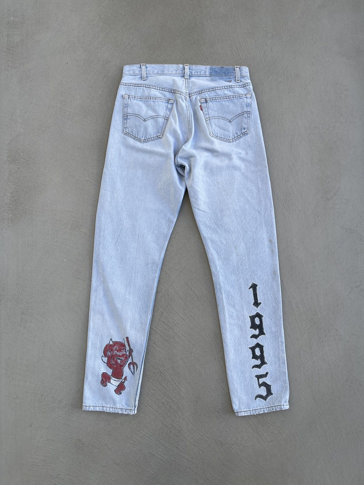 Vintage Vintage 1990s Levi's 1995 Baby Devil Paint 501 Denim Jeans ...