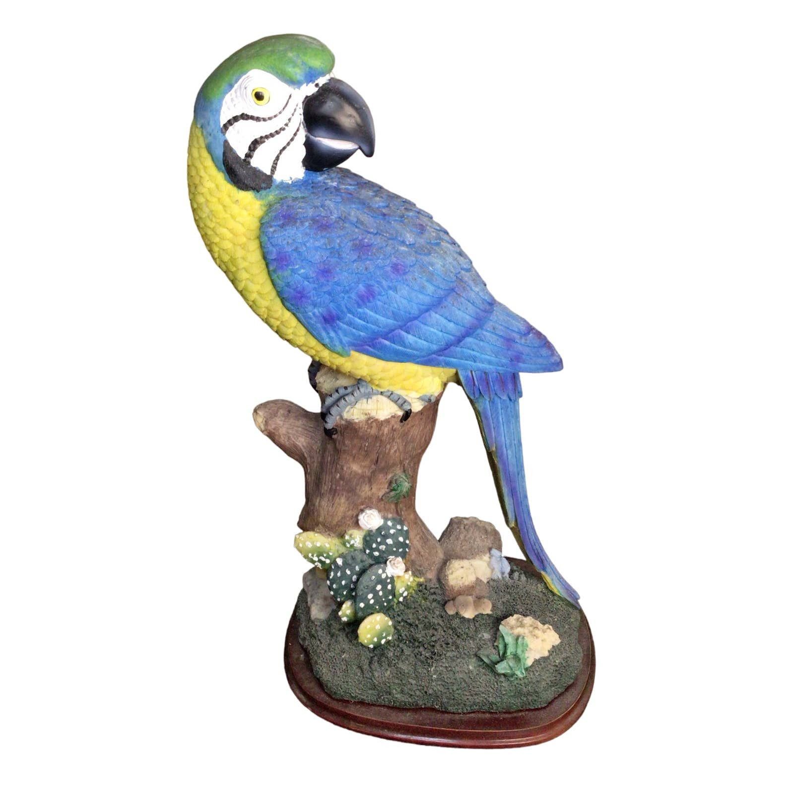Japanese Brand Macaw parrot on tree stump resin statue | Grailed