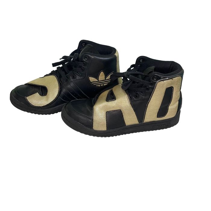 Adidas Jeremy Scott for Adidas Mens Black And Gold Letters Trainer ...