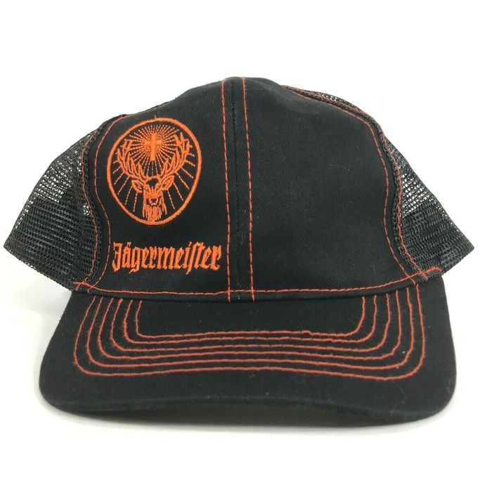 Vintage Jagermeister Black Orange Stitched Deer Logo Mesh Back Curved ...