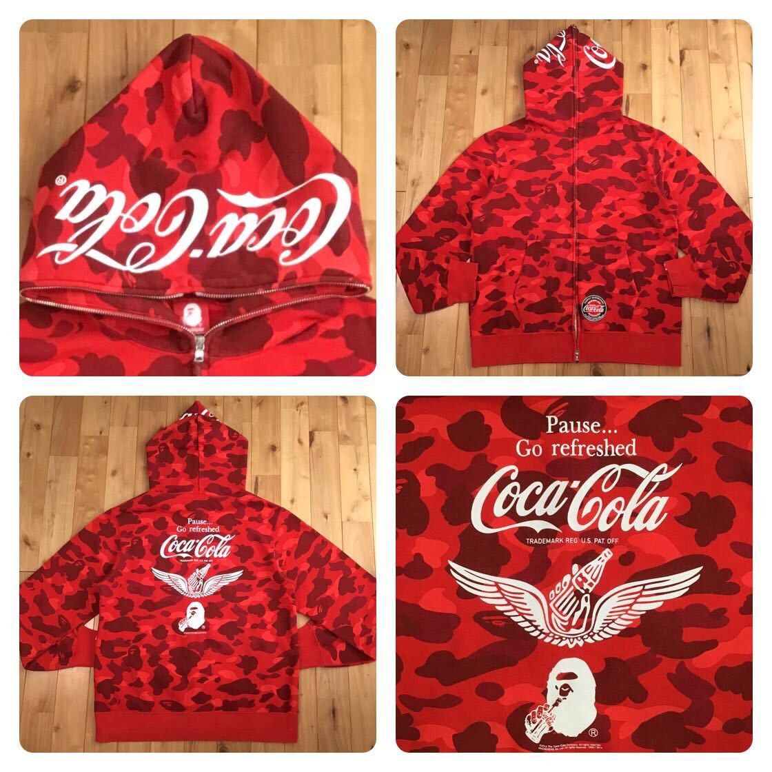 Bape × Coca Cola BAPE × Coca Cola Red camo full zip hoodie a bathing ...