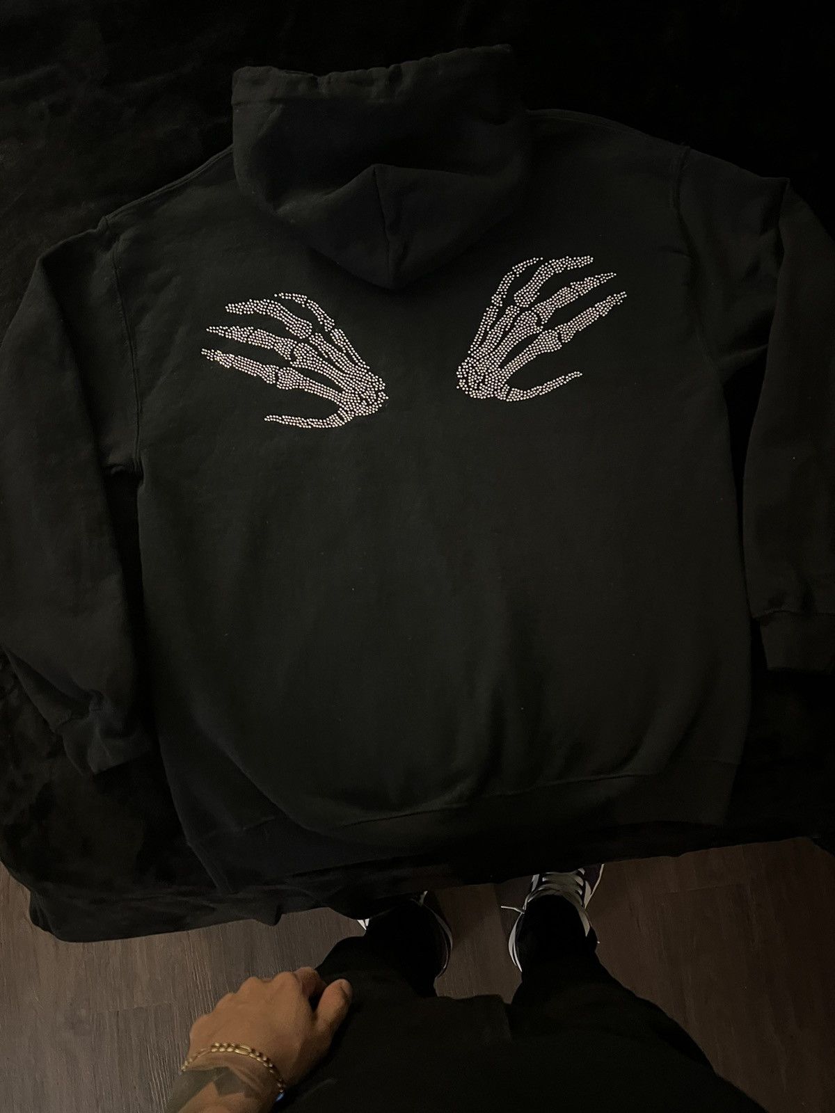 Streetwear × Vintage Rhinestones Skeleton Vintage Hoodie | Grailed