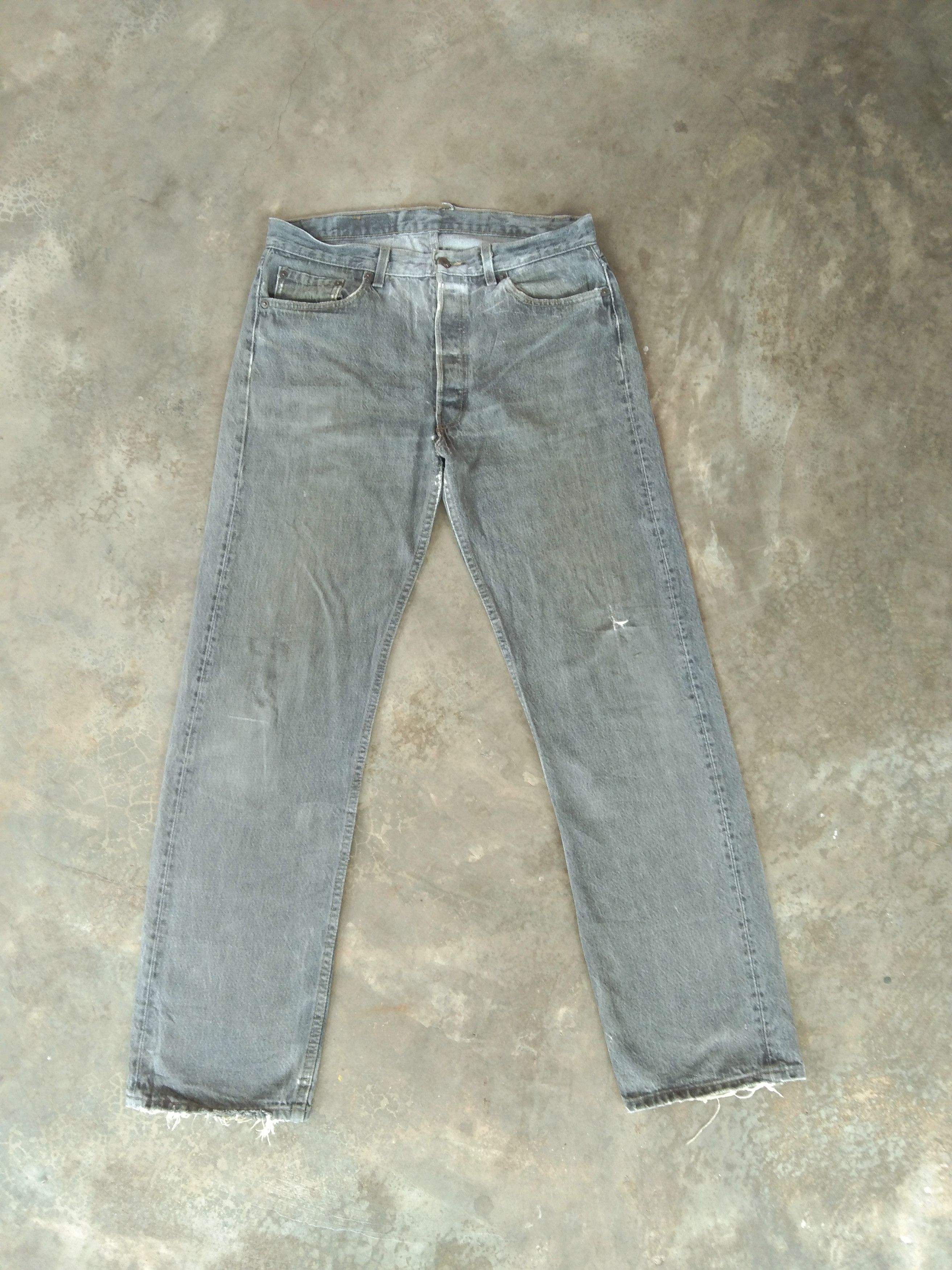 Vintage 90s Vintage Levi's 501 Grey Made In USA Distressed Jeans | Grailed