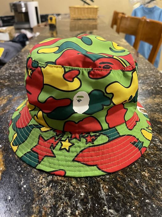 Bape Bape Psyche STA Camo Bucket Pocket Hat | Grailed