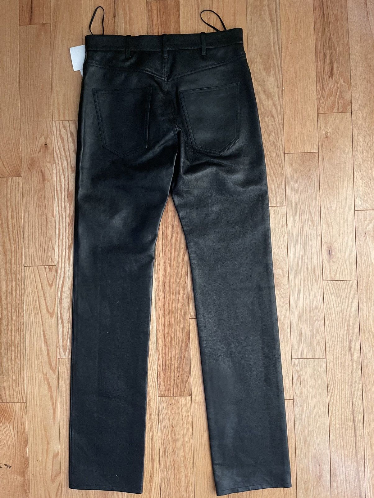 Celine × Hedi Slimane Black Straight Leather Pants in Calfskin | Grailed
