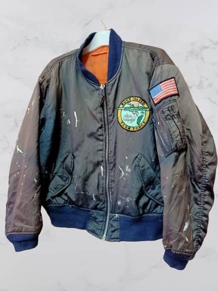 Vintage Vintage MA-1 Busy Island Military Bomber Paint Splash | Grailed