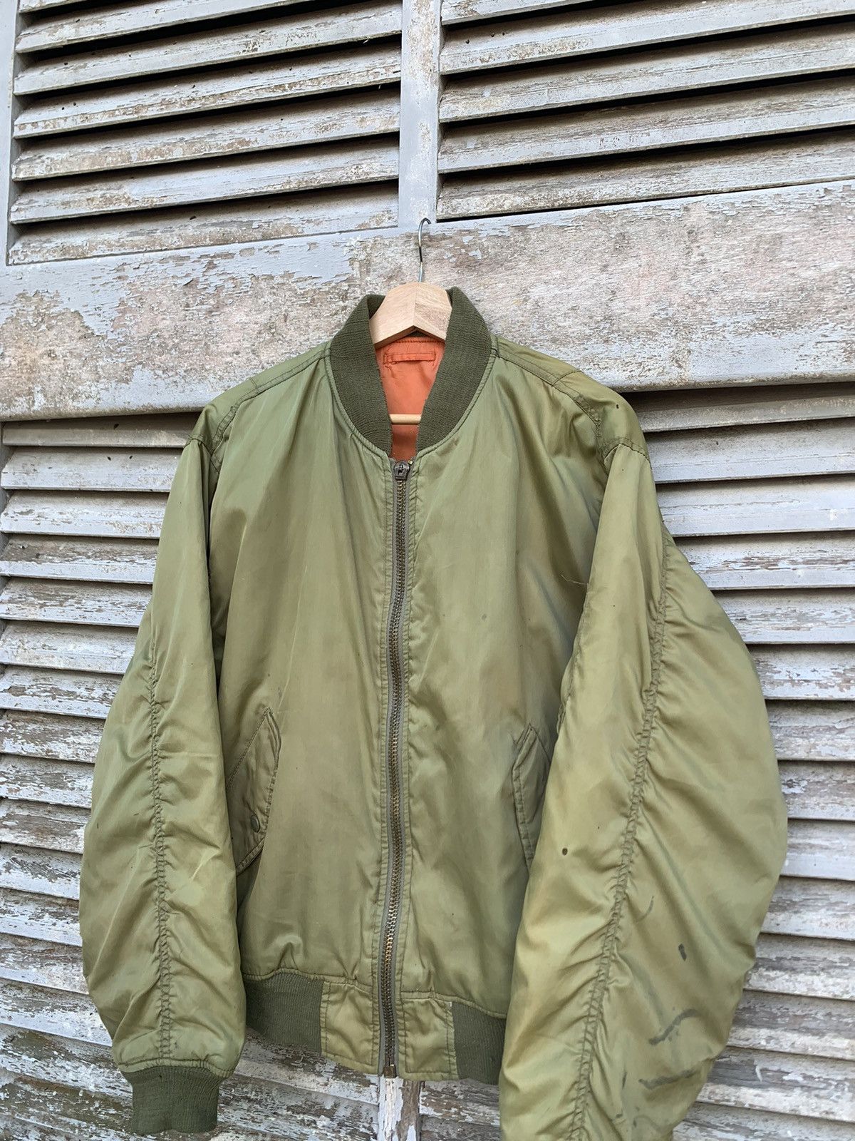 Bomber Jacket × Japanese Brand × Vintage 🪖Vintage THRASHED MA-1 Man Intermediate Bomber Jacket ...