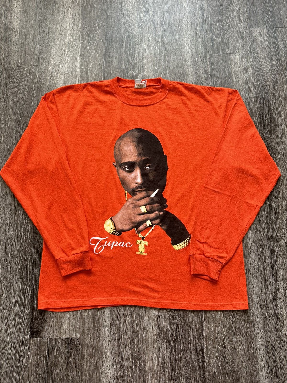 Vintage VTG 2000s Tupac 2pac Rap Tee Longsleeve Orange Death Row XL ...