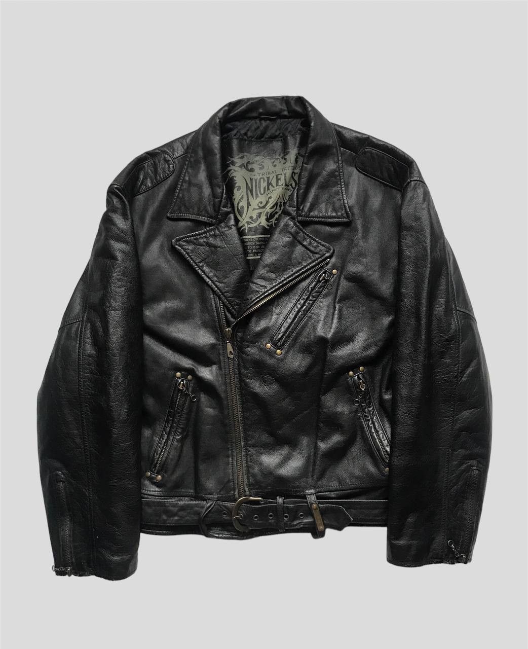 Genuine Leather × Leather Jacket × Vintage Vintage Nickelson Funky ...