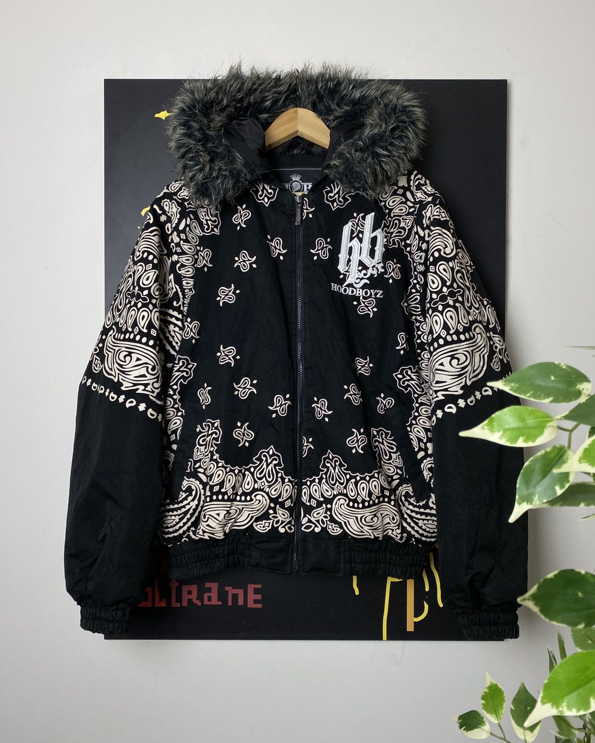 Hype × Streetwear × Vintage HoodBoyz Black Full Print Jacket Hype ...